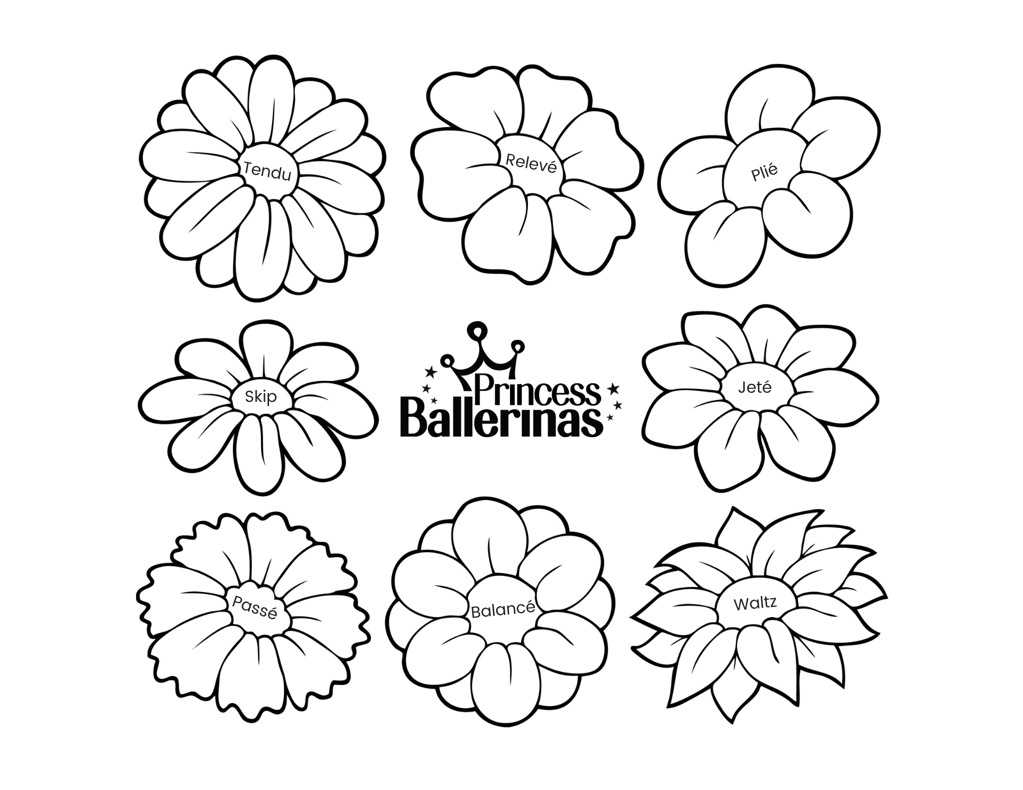 It's Spring Coloring Page - Princess Ballerinas